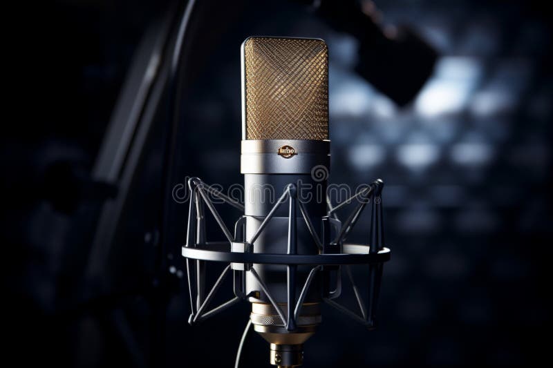 Professional Microphone in Recording Studio, Close-up. Professional ...