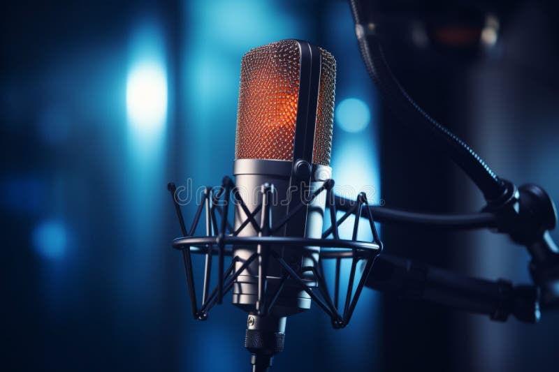 Professional Microphone in Recording Studio, Close-up. Professional ...