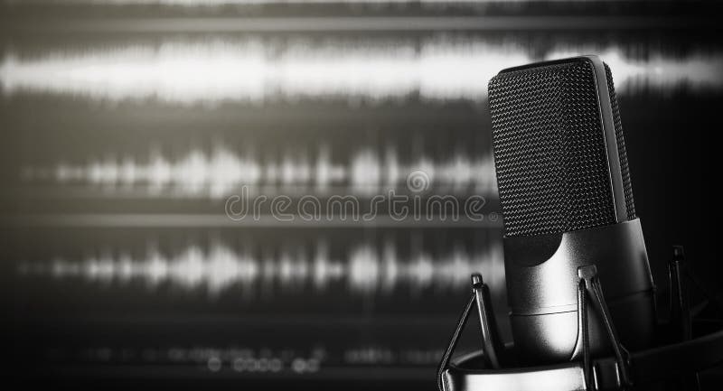 Microphone in a Recording Studio Stock Photo - Image of media, audio ...