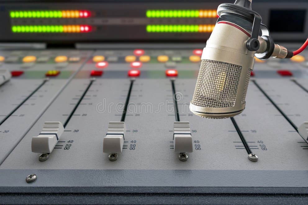 Professional Microphone and Sound Mixer Stock Image - Image of record ...