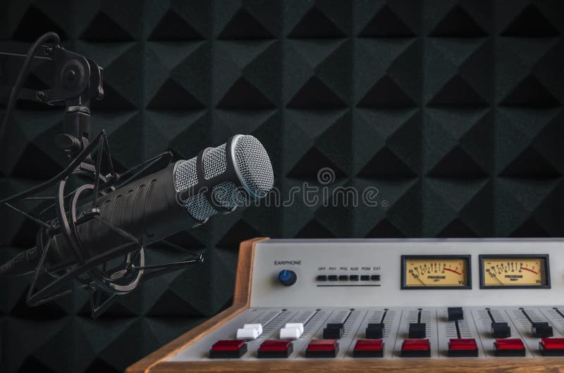 Professional Microphone and Sound Mixer in Radio Station Studio Stock ...