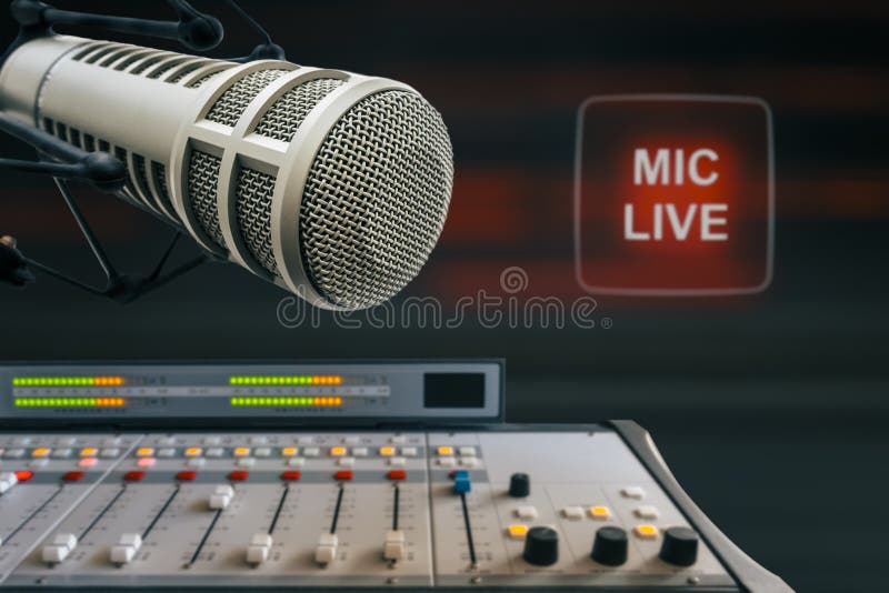 Professional Microphone and Sound Mixer in Studio Stock Image - Image ...
