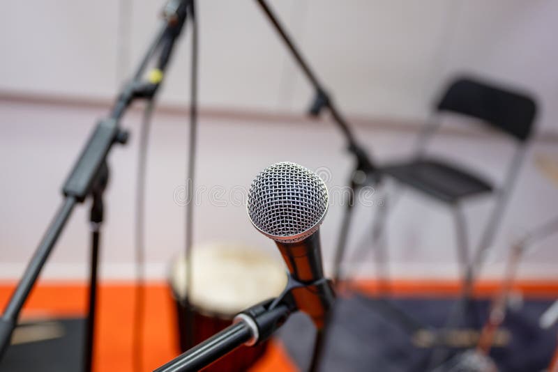 Professional Microphone on a Stand in the Music Studio Stock Photo ...