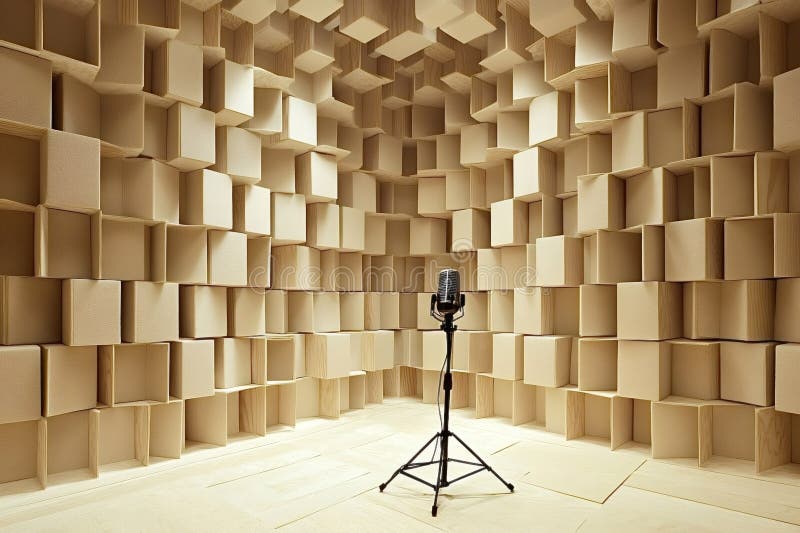 Professional Microphone Standing in a Soundproof Recording Studio Stock ...