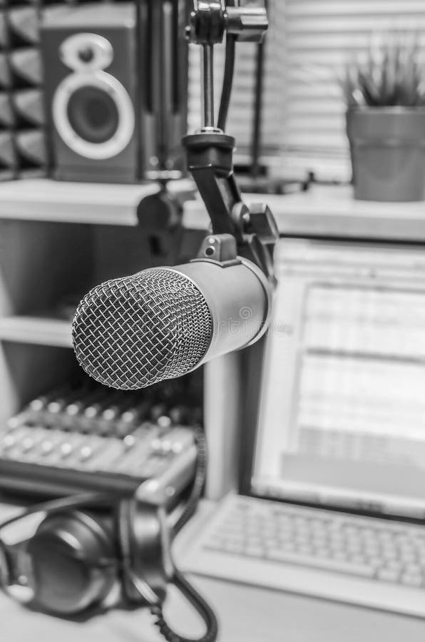 Professional Microphone in Studio Stock Photo - Image of news, song ...
