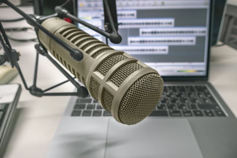 Professional Microphone and Wave Form Stock Image - Image of music ...