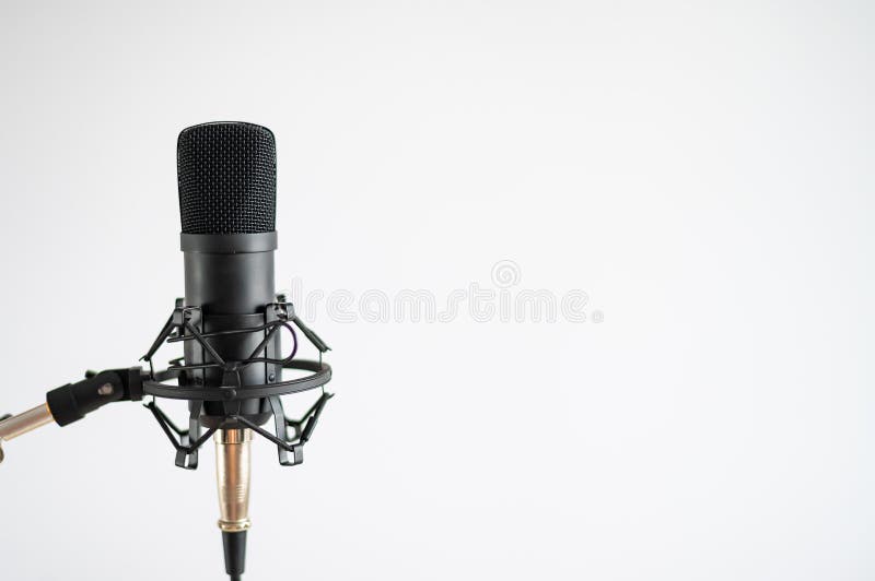 Professional Microphone in Red Blue Smoke on a Black Background. Stock ...