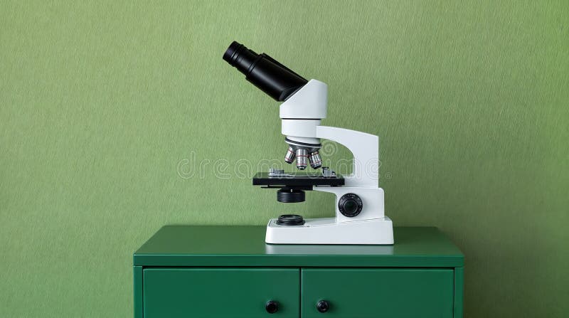 Modern Microscope Sitting on Green Table in Laboratory Setting for ...