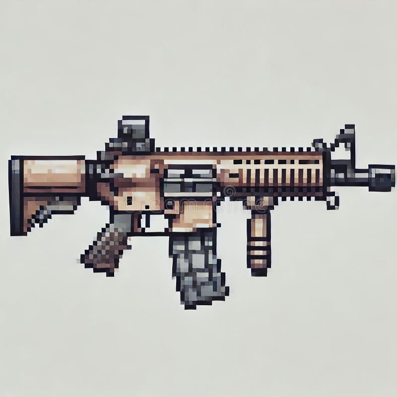 Modern Automatic Rifle in Pixel Art Stock Illustration - Illustration ...