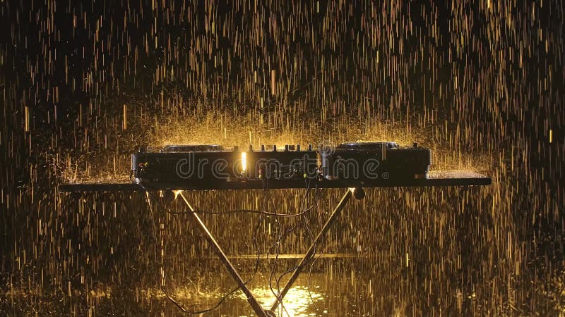 Professional Mixer Console for Playing Dance Music in a Dark Studio ...