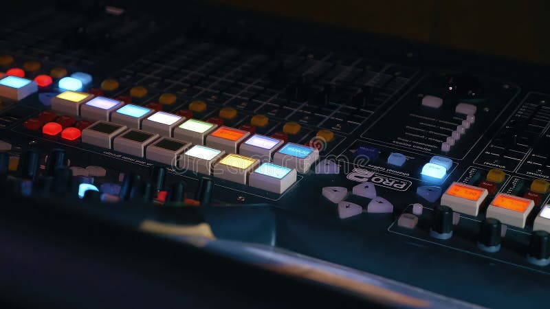Professional Audio Mixing Console with Faders and Knobs Stock Photo ...