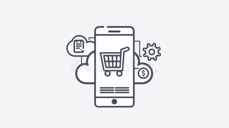 Professional Mobile Device Storefront with Shopping Cart Icon Image ...