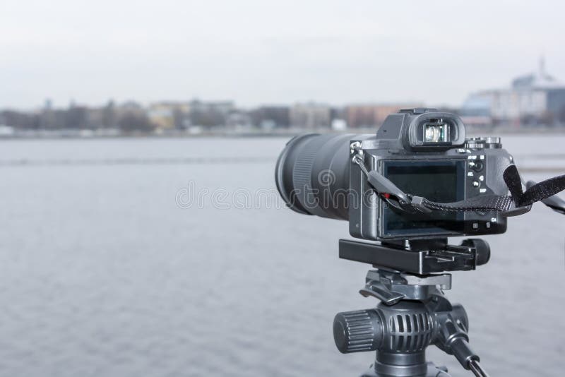Professional Modern Camera, Empty Area with Copy Space for Your Content ...