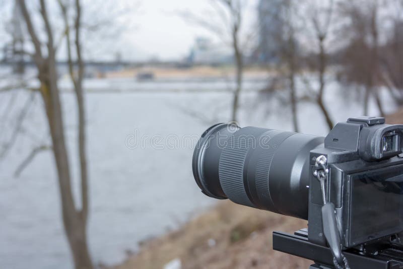 Professional Modern Camera, Empty Area with Copy Space for Your Content ...