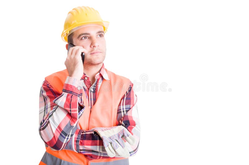Professional and Modern Constructor Using Smartphone Stock Photo ...