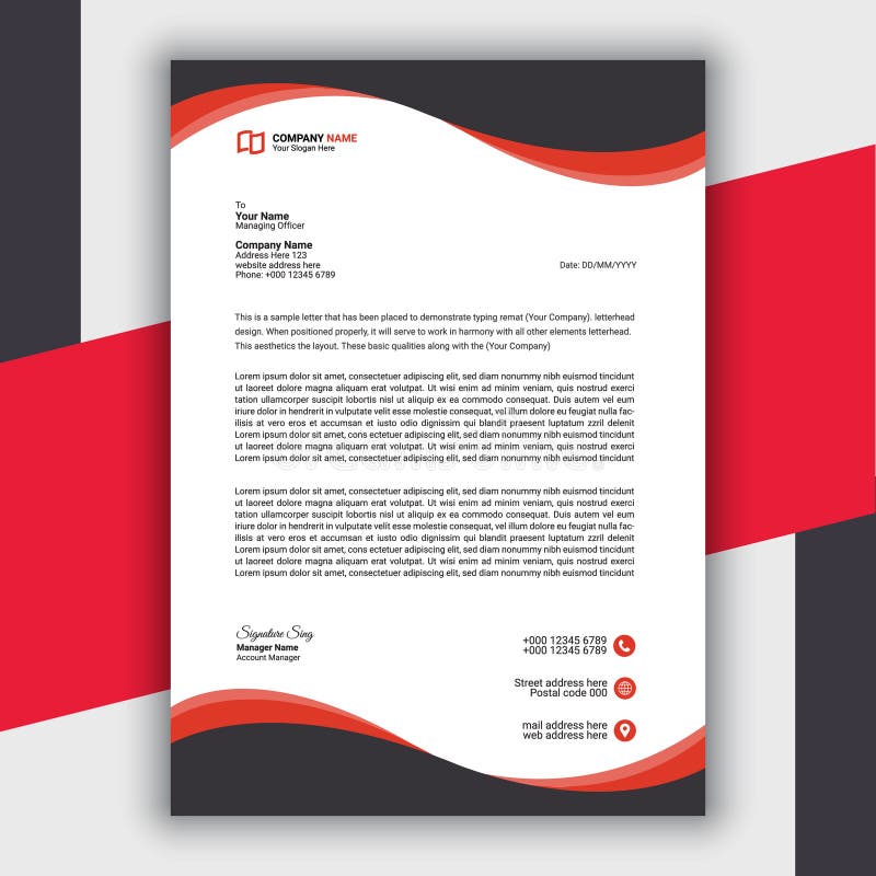 Professional Modern and Corporate Red Letterhead Template Stock Vector ...