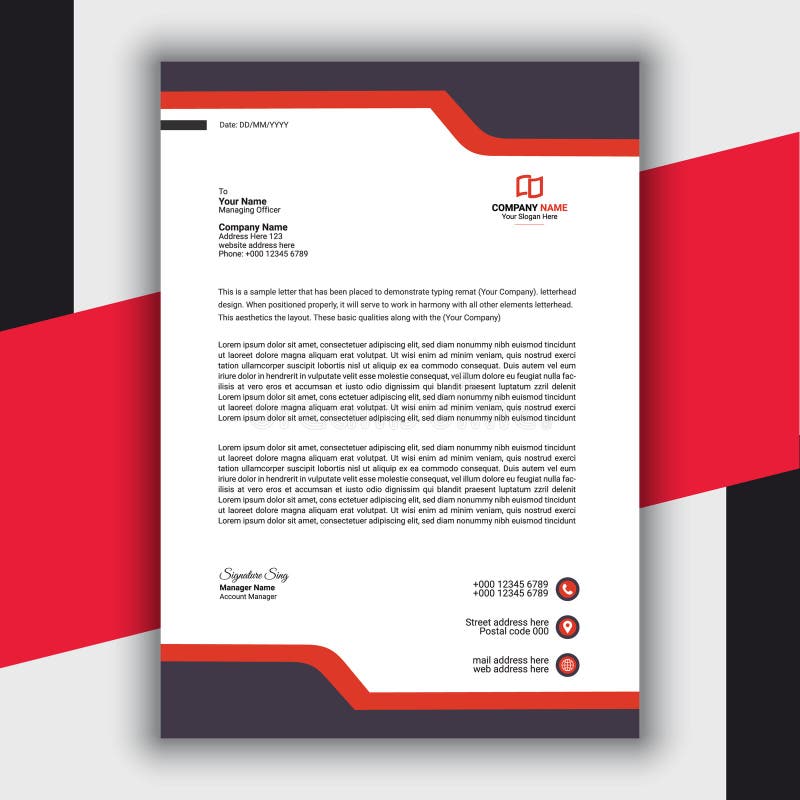 Professional Modern and Corporate Red Letterhead Template Stock Vector ...