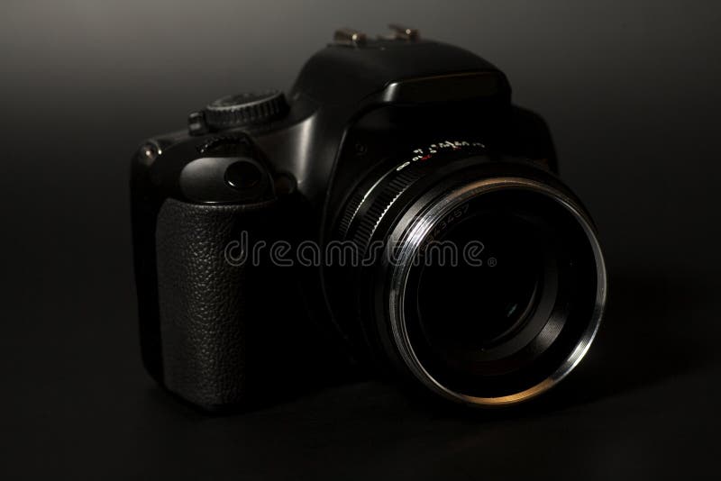 Professional Modern DSLR Camera with Aperture Lens Stock Image - Image ...