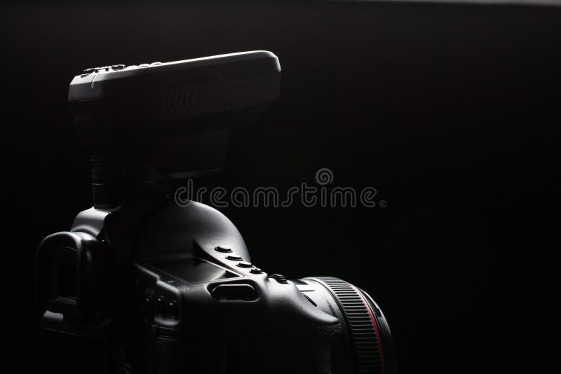 Professional Modern DSLR Camera Low Key Image Stock Photo - Image of ...