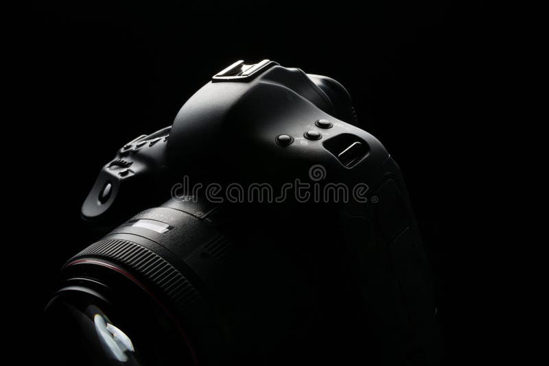Professional Modern DSLR Camera Low Key Image Stock Photo - Image of ...