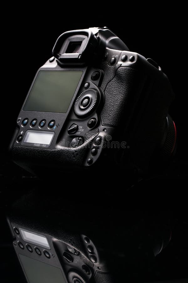 Professional Modern DSLR Camera Low Key Image Stock Image - Image of ...
