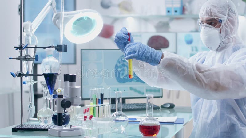 In Professional Modern High End Laboratory Scientist is Testing Some ...