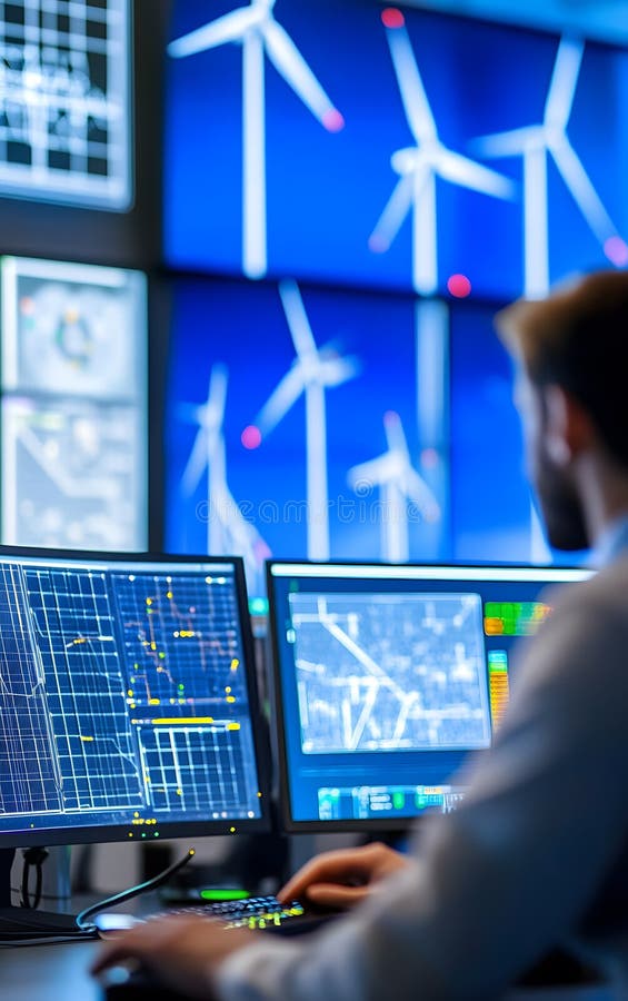 A Professional Monitors Data from Wind Turbines Using Advanced ...