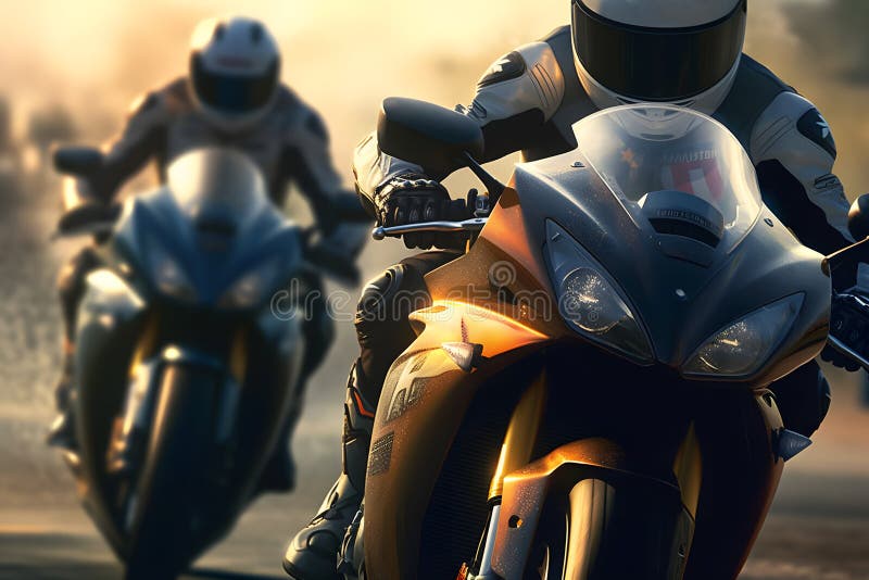 Professional Motorcycle Racers. Neural Network AI Generated Stock ...