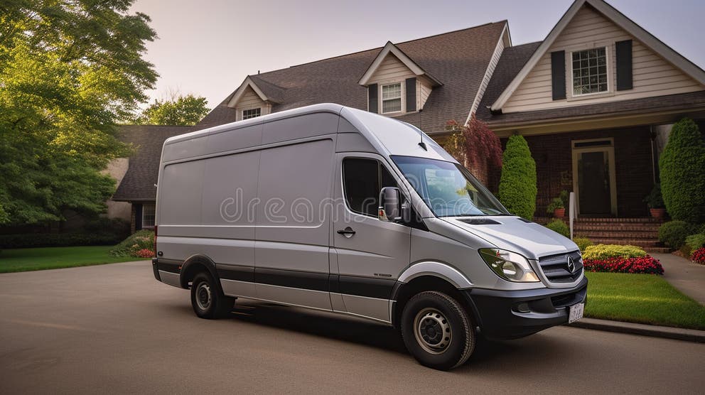 Professional Moving Services, Van Parked in Front of Home for Safe and ...