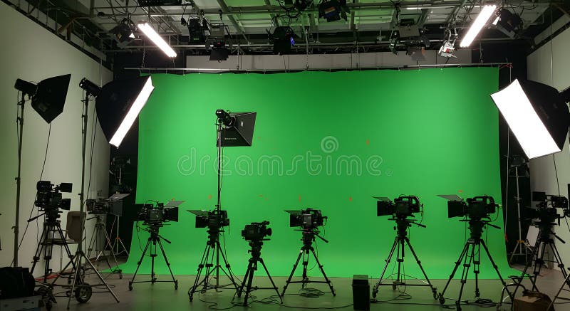 Professional Multi-Camera Studio Setup with Green Screen for Filmmaking ...