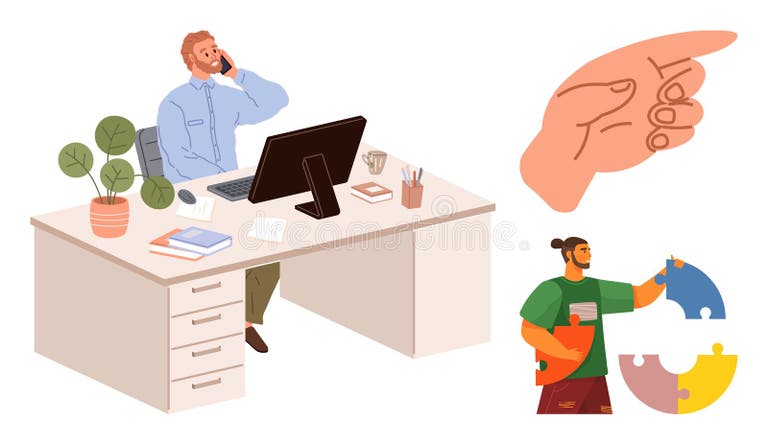 Professional Multitasking with Office Work, Teamwork Collaboration, and ...