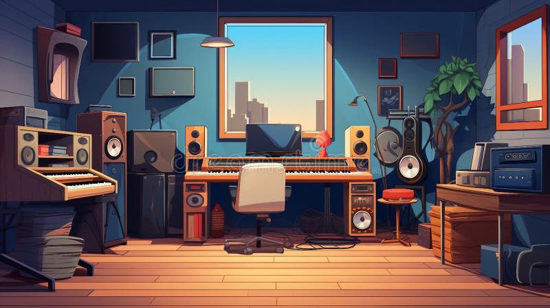 Professional Music Recording Studio Room Interior Illustration AI ...