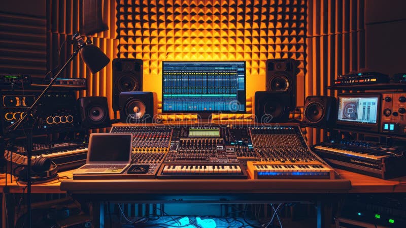 Professional Music Studio with a Large Mixing Console. AI Generated ...