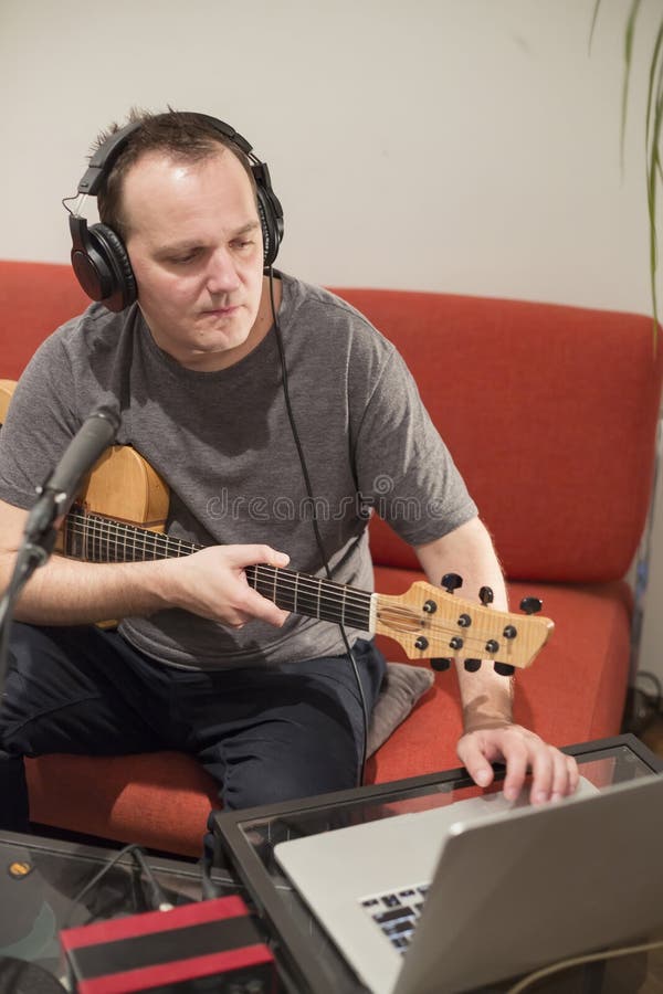 Home Music Studio Equipped With Various Instruments Stock Image - Image ...