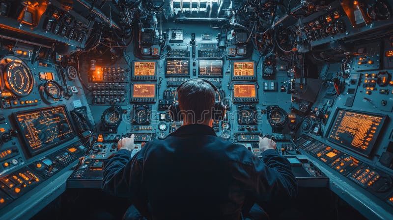 Professional Naval Officer Engaged in Submarine Operations: High-tech ...