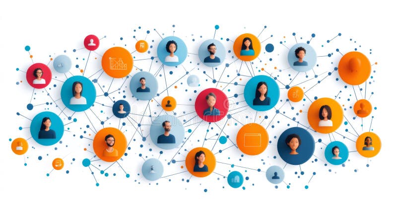 Network of Diverse Professionals, Connected by Lines and Nodes ...