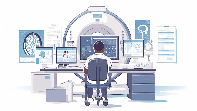 Professional Neuroscientist Analyzing Brain MRI Scans in Clinical ...