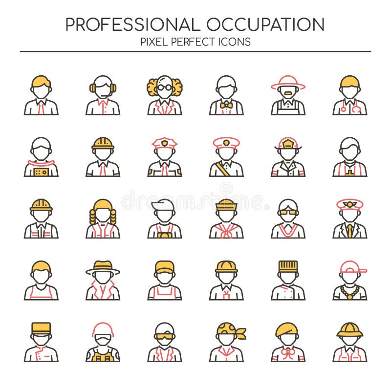 Professional Occupation , Thin Line and Pixel Perfect Icons Stock ...