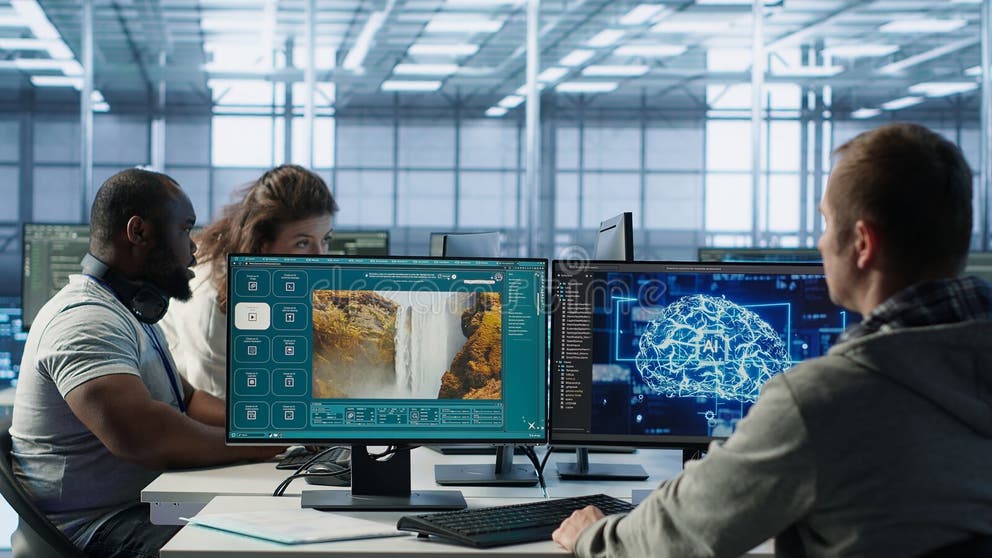 It Professional in Office Building AI Diffusion Model App Turning Text ...