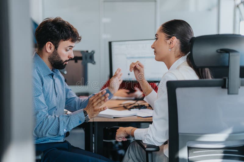 Professional Office Discussion with Diverse Team Members Collaborating ...