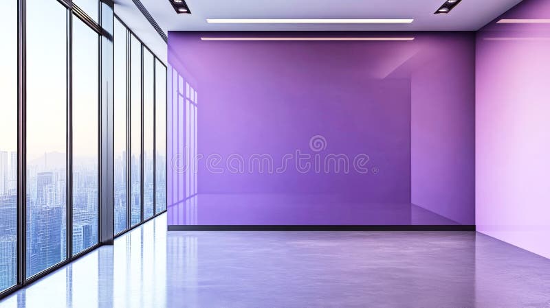 Professional Office Interior Featuring a Large Empty Purple Wall with ...