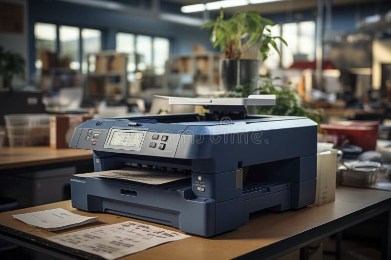 Professional Office Printers in a Busy Workplace Environment Stock ...