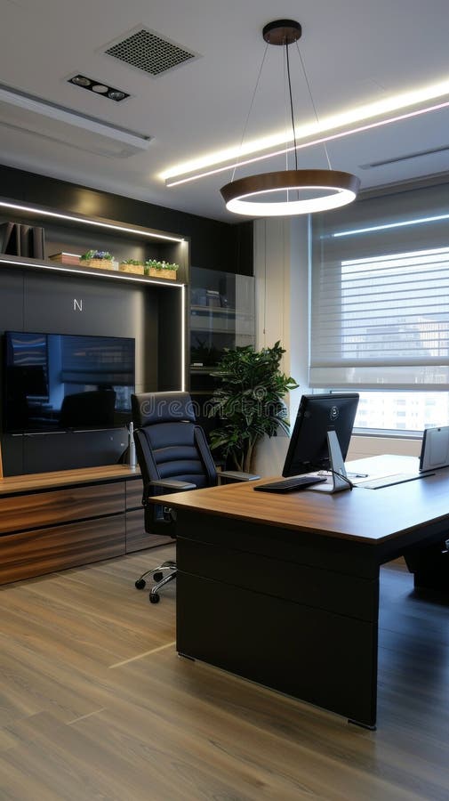 Professional Office Setup with Generous Copy Space. Stock Illustration ...