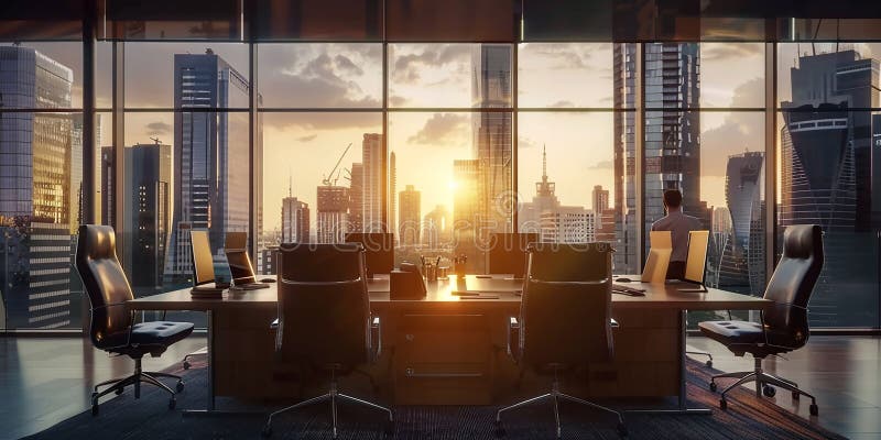 Professional Office for Work with Large Windows Stock Image - Image of ...