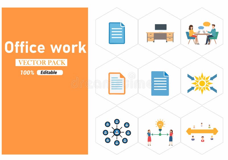 Professional Office Work Vector Pack for Designers Stock Illustration ...