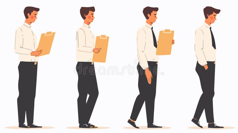 Professional Office Worker Standing with Documents in Hand Stock Vector ...