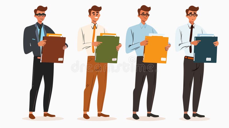 Professional Office Worker Standing with Documents in Hand Stock Vector ...