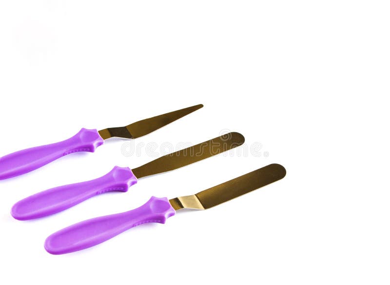 Professional Offset Spatula Set for Icing Large Cakes Quickly. Stock ...