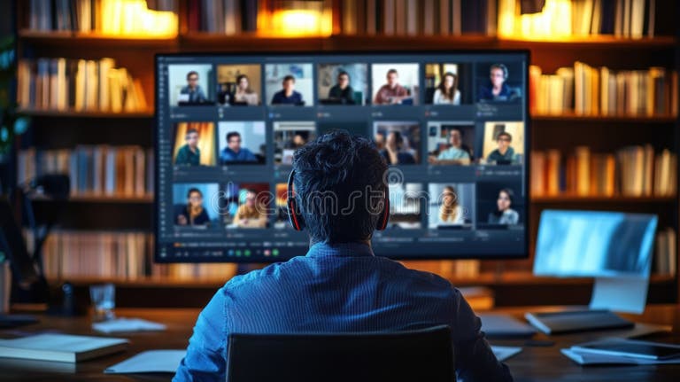 Professional Online Educator Conducts Engaging Virtual Lecture in ...