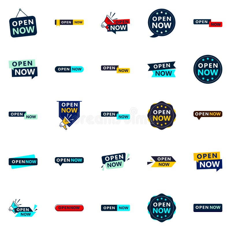 25 Professional Open Now Sign Templates Stock Vector - Illustration of ...